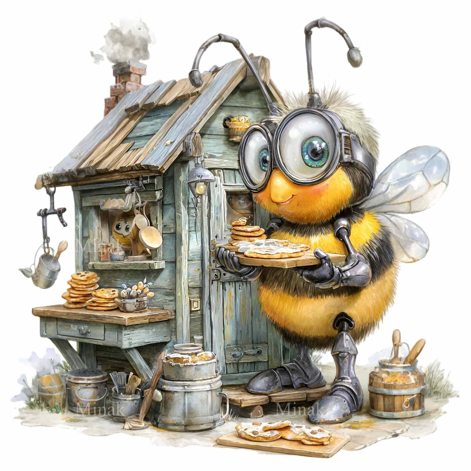 16 PNG Bee Chef Clipart, Honey Cooking Art Whimsical Insect Kitchen ...