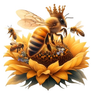 Bee on Sunflower Clipart 12 PNG Realistic Honey Bee Illustration High ...
