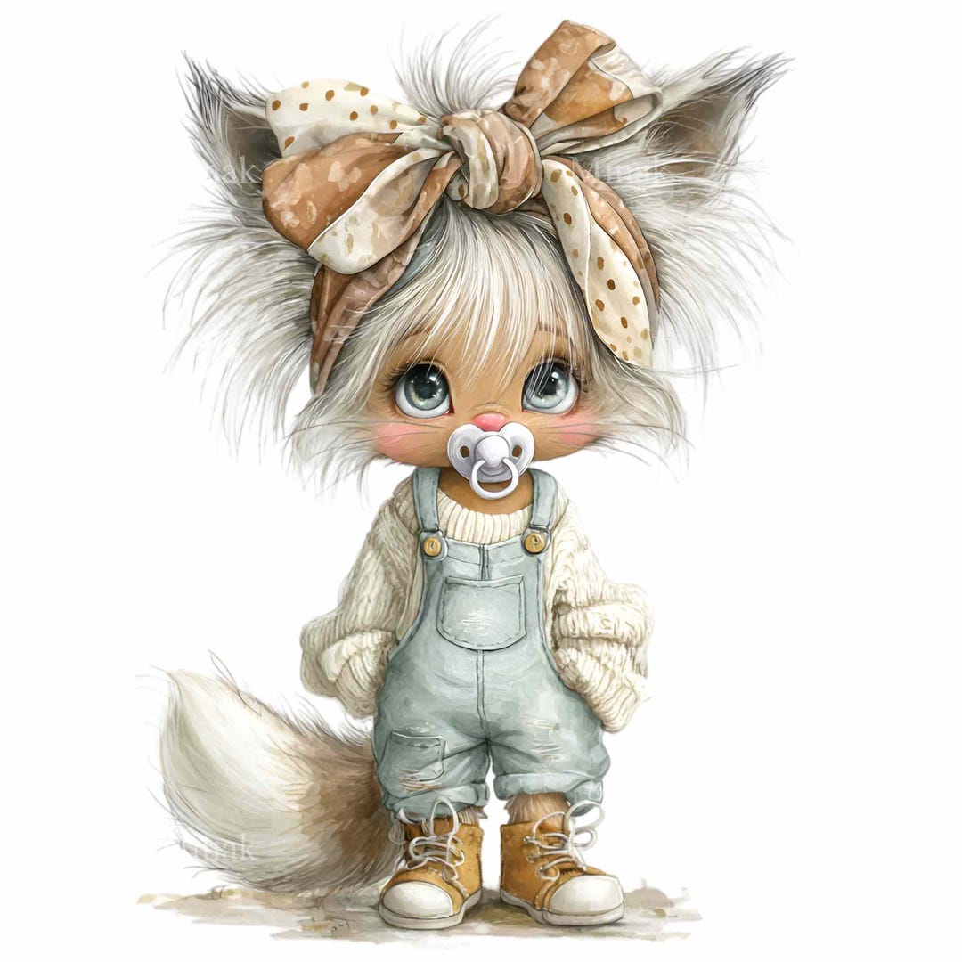 16 PNG White Baby Fox Nursery Clipart, Woodland Animal Sublimation Art ...