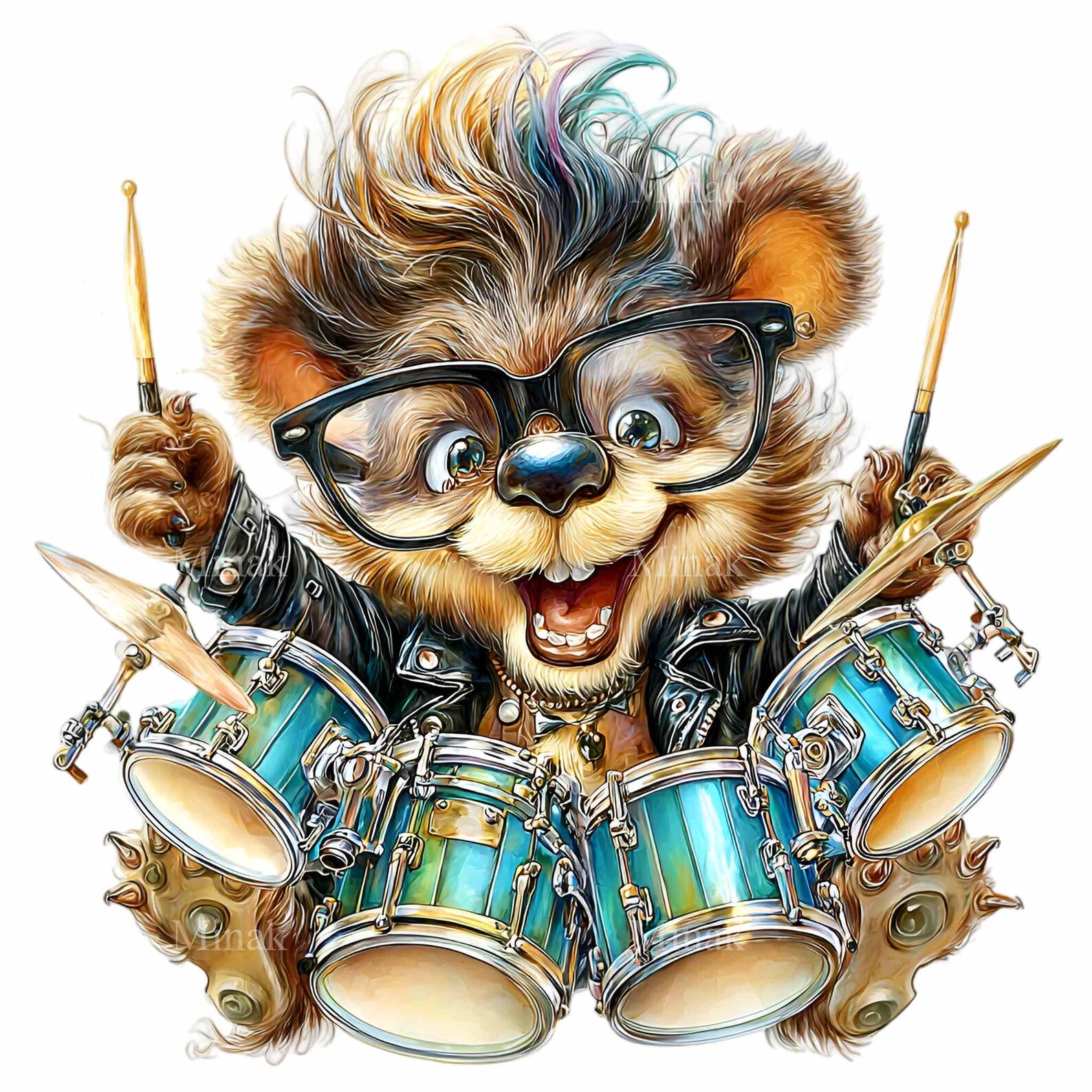 15 PNG Drummer Bear Clipart, Rock Music Character Illustration ...