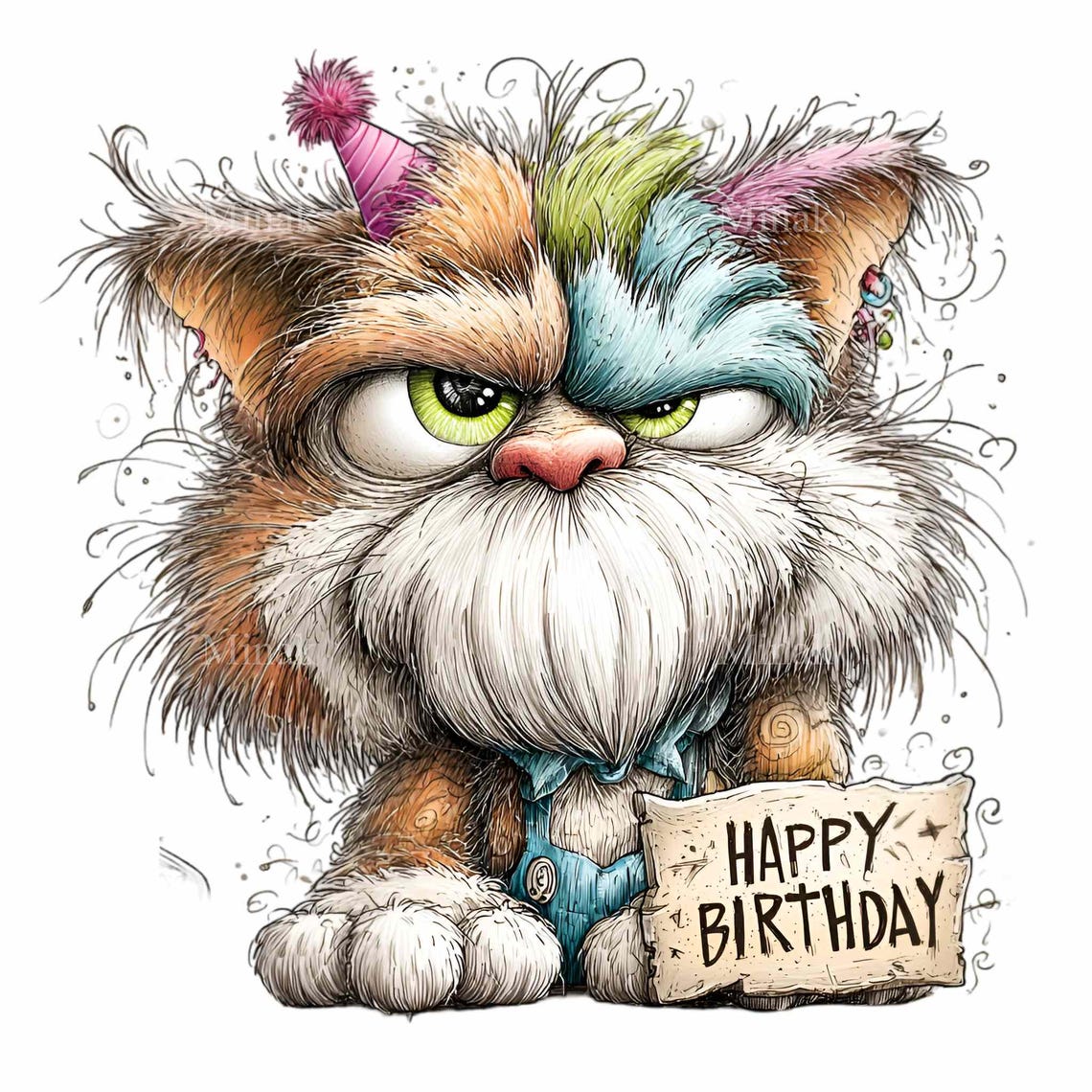 12 PNG Grumpy Birthday Cat Clipart – Funny Feline PNG – Card Makers ...
