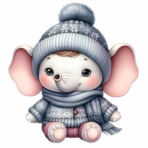 Baby Elephant PNG Clipart in Winter Clothes, 12 Adorable Elephant With ...