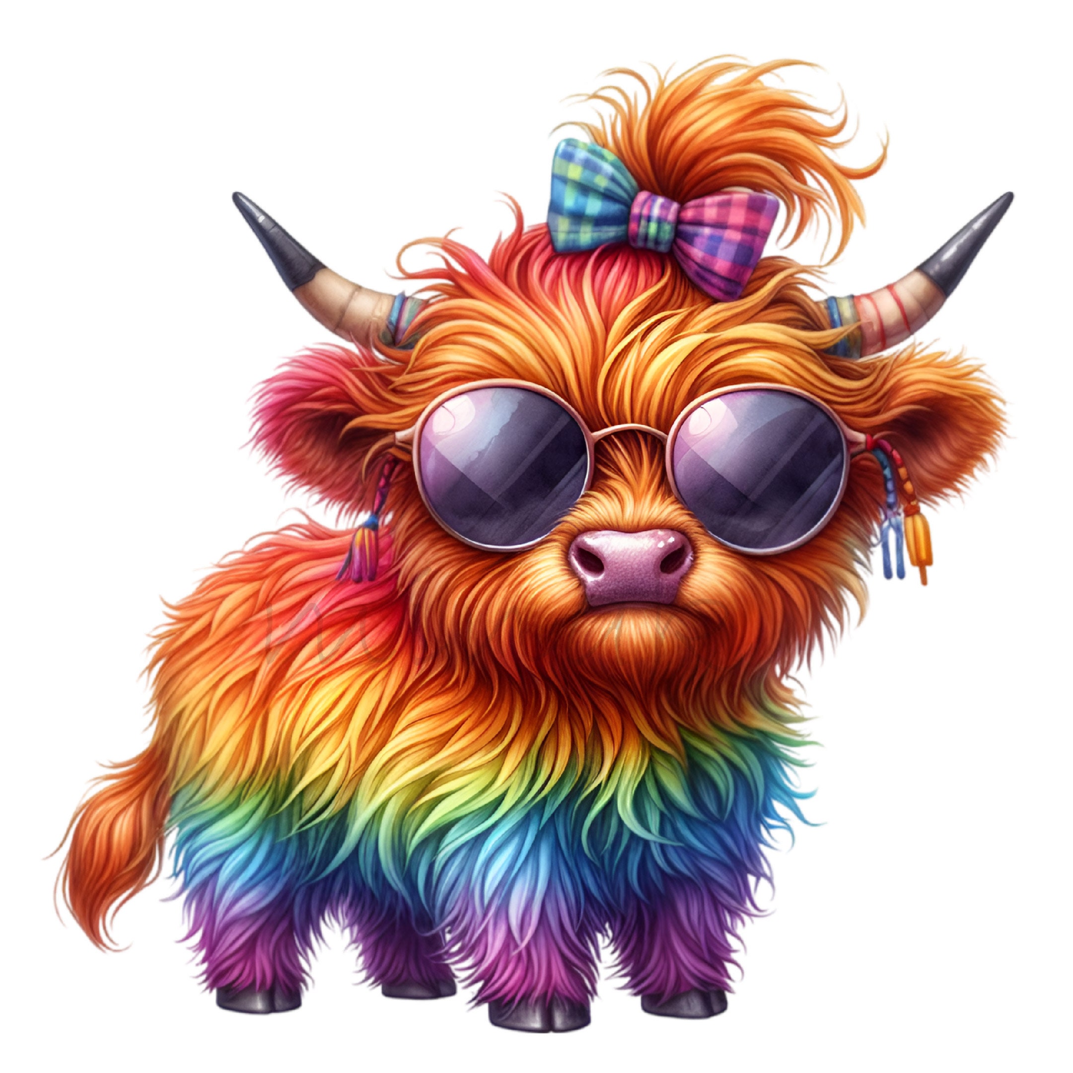 10 PNG Rainbow Cow Clipart – Highland Cow Art With Pride Colors for ...