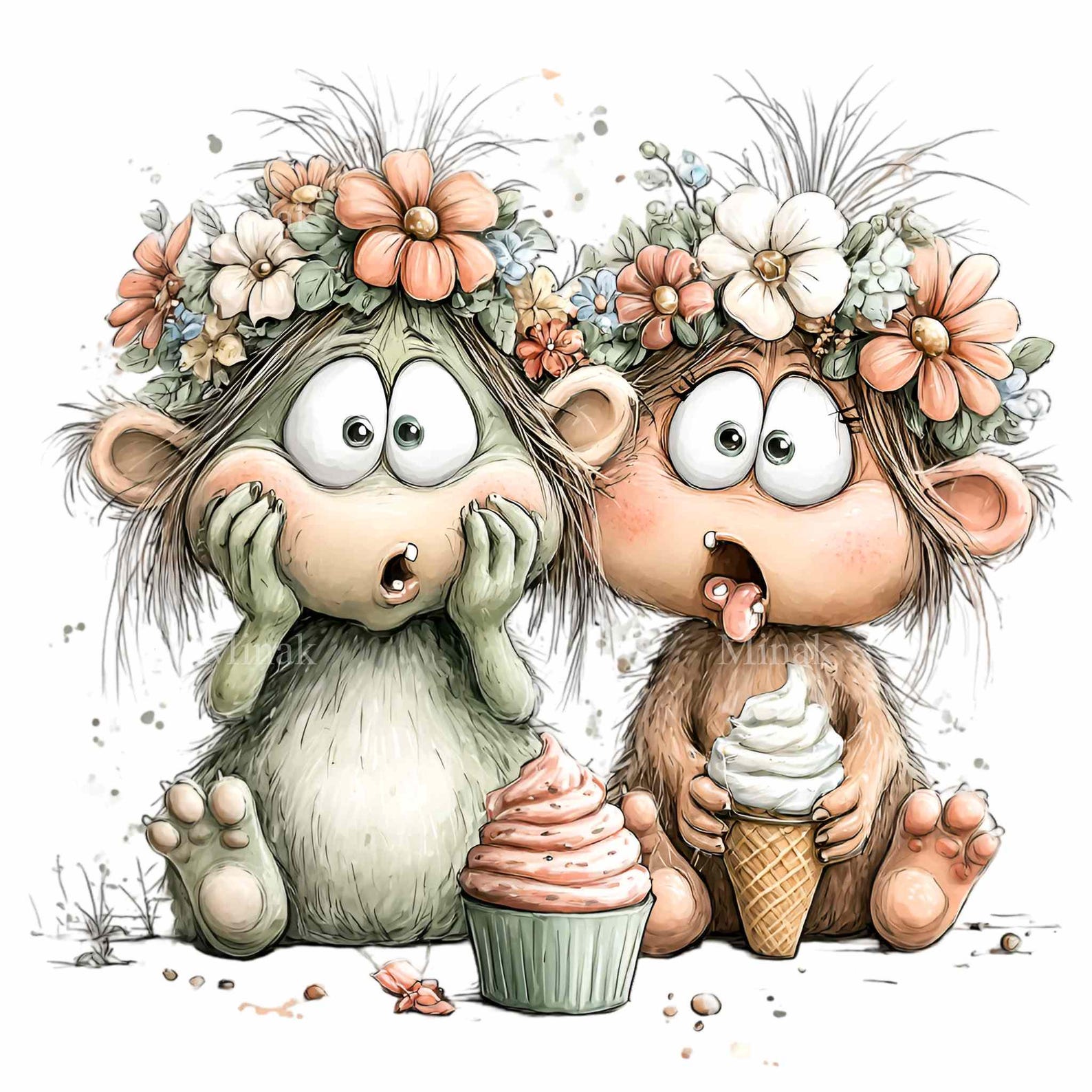 15 PNG Ice Cream Monsters – Cute Monster PNG Clipart – Digital Download ...