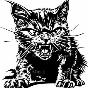 4 Angry Cat SVG Cut File – Fierce Cat Vector Clipart for Cricut ...