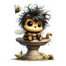 12 PNG Messy Hair Bee Bumblebee Clipart, Birdbath Sublimation Garden ...
