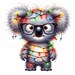 14 Funny Christmas Koala PNG Clipart With Glasses, Santa Hat and Lights ...