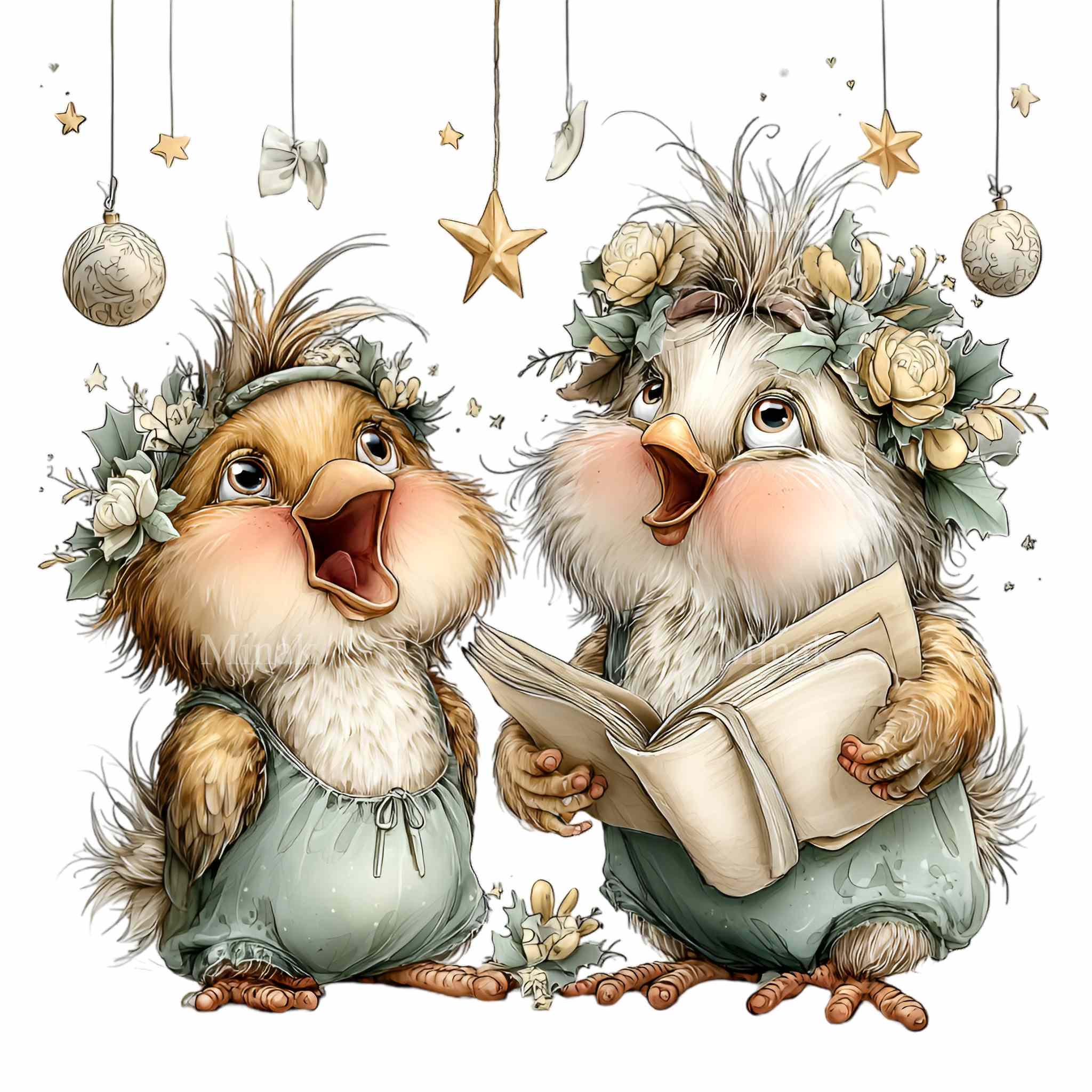 15 PNG Caroling Chicks Clipart – Christmas Birds PNG – Cute Singing ...