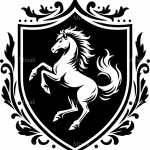 6 SVG Horse Crest SVG Cut File | Heraldic Stallion Shield Silhouette ...