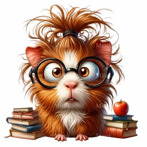 12 PNG School Guinea Pig Clipart – Cute Nerdy Guinea Pig PNG – Back to ...