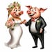 20 PNG Funny Wedding Pig Clipart PNG, Bride and Groom Pigs Cartoon ...
