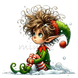 Adorable Christmas Elf Clipart 15 PNG Digital Illustration of Festive ...