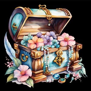 Treasure Chest Clipart PNG, 25 Watercolor Pirate Jewelry Png ...