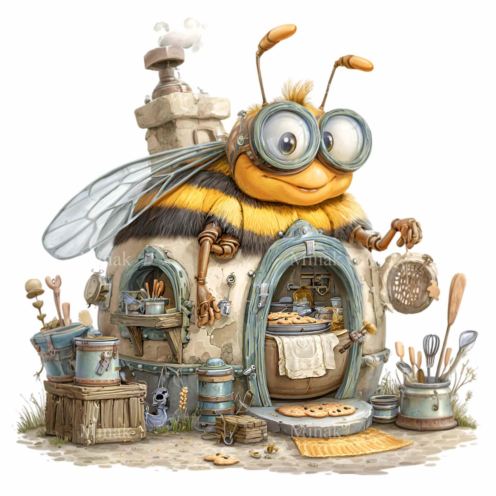 16 PNG Bee Chef Clipart, Honey Cooking Art Whimsical Insect Kitchen ...