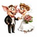 20 PNG Funny Wedding Pig Clipart PNG, Bride and Groom Pigs Cartoon ...