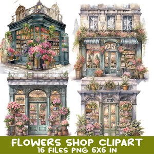 Flowers Shop Clipart Bundle 16 PNG Watercolor Vintage - Etsy