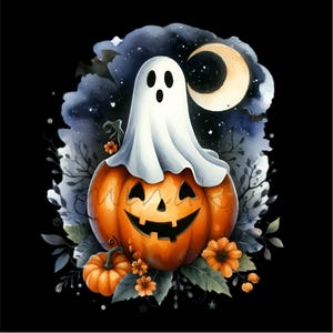 15 Spooky Halloween Ghost PNG Clipart, Haunted Night With Jack-o ...