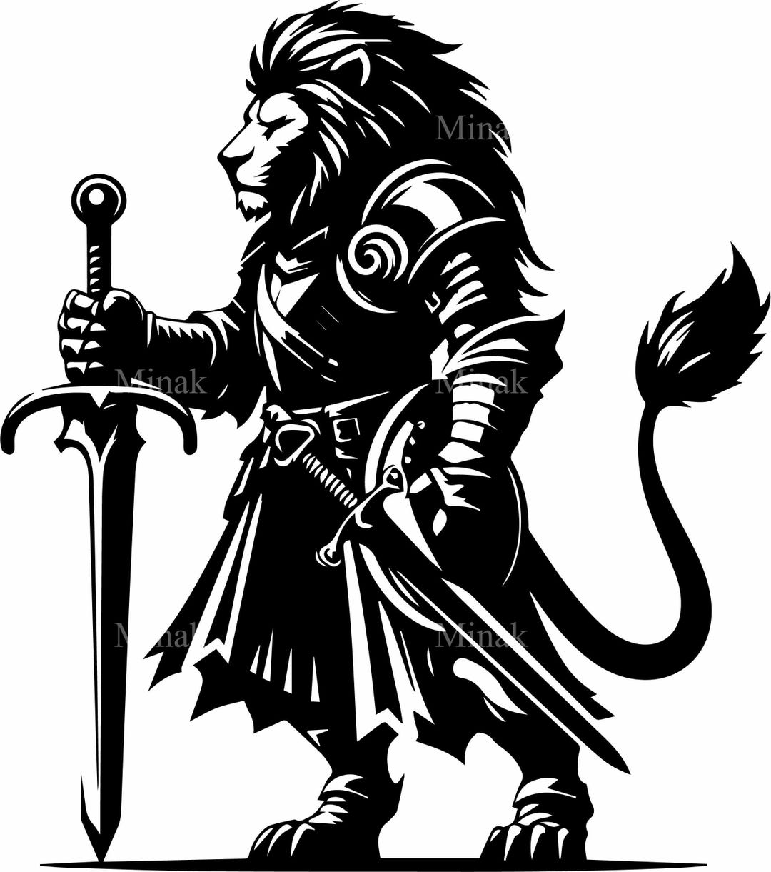 5 SVG Lion Knight SVG, Majestic Animal Warrior Cut File, Brave Medieval ...