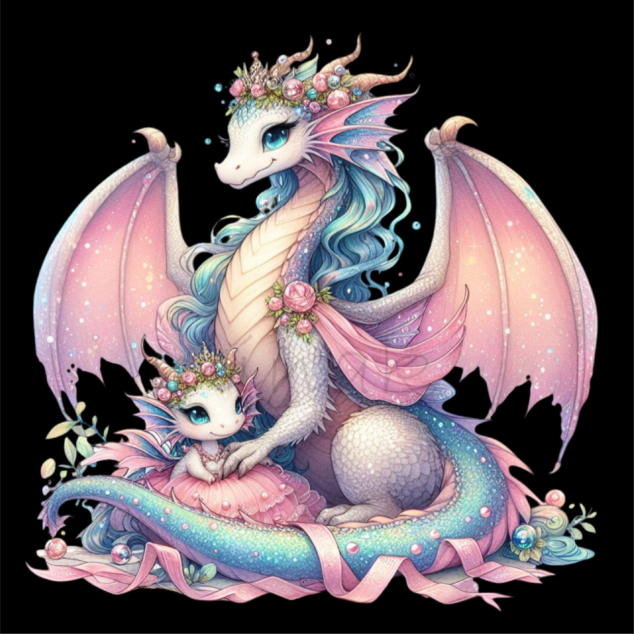 10 PNG Mother Baby Dragon Clipart – Fantasy Pink Dragon Illustration ...
