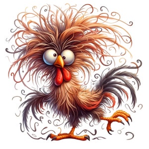 Funny Crazy Chicken Illustration 15 PNG - Quirky Cartoon Rooster ...