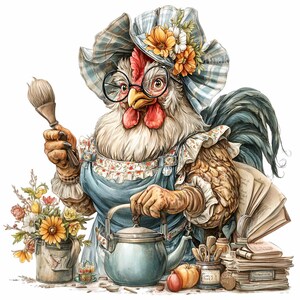 10 PNG Kitchen Animal – Cooking Chicken PNG – Funny Farmhouse Clipart ...