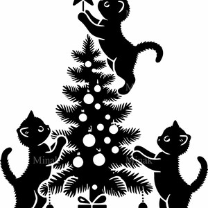 8 SVG Christmas Cat SVG – Holiday Tree Cut File – Funny Pet Clipart for ...
