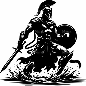 6 SVG Gladiator Warrior SVG Cut File – Sword & Shield Fighter Clipart ...