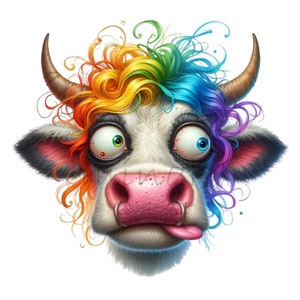 Rainbow Cow Fanny Heifer 15 PNG Farm Animal Illustration Clipart ...