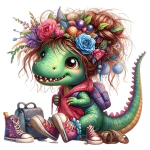 14 Ballerina Dinosaur PNG Clipart, Cute Blue Dino in Pink Tutu With ...