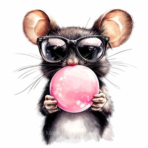 16 Adorable Mouse PNG Clipart - Mouse With Glasses Blowing Bubblegum ...