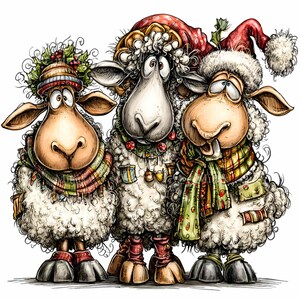 10 PNG Festive Sheep Clipart – Funny Christmas Animal PNG – Cute Winter ...