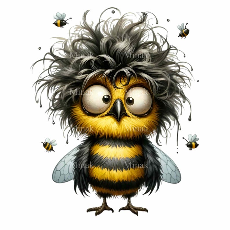 16 PNG Messy Hair Bee , Funny Bumblebee Clipart, Crazy Bird Hybrid ...