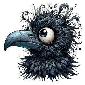 Raven Bird Funny Comics 12 PNG Cartoon Illustration Clipart - Etsy