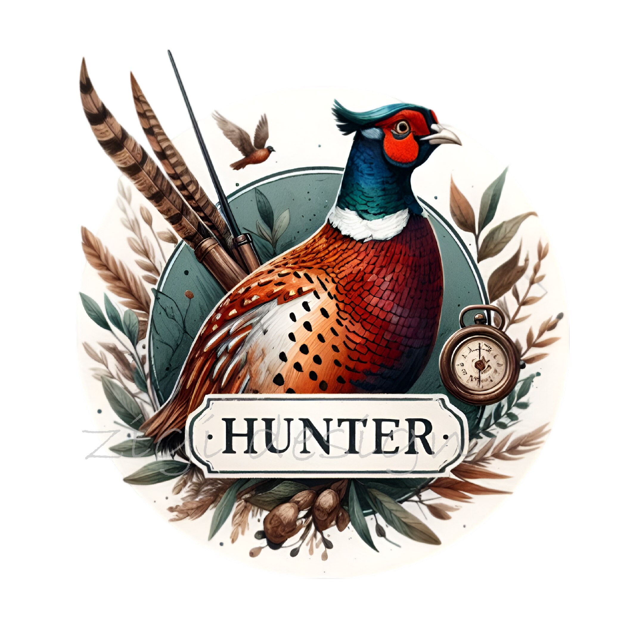 10 Hunter Pheasant PNG Clipart With Colorful Feathers and Wheat, Rustic ...
