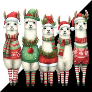 Festive Christmas Llama Clipart PNG - 15 Adorable Holiday Llamas ...