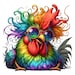12 Rainbow Rooster PNG, Funky Chicken Clipart, Colorful Hipster Hen ...