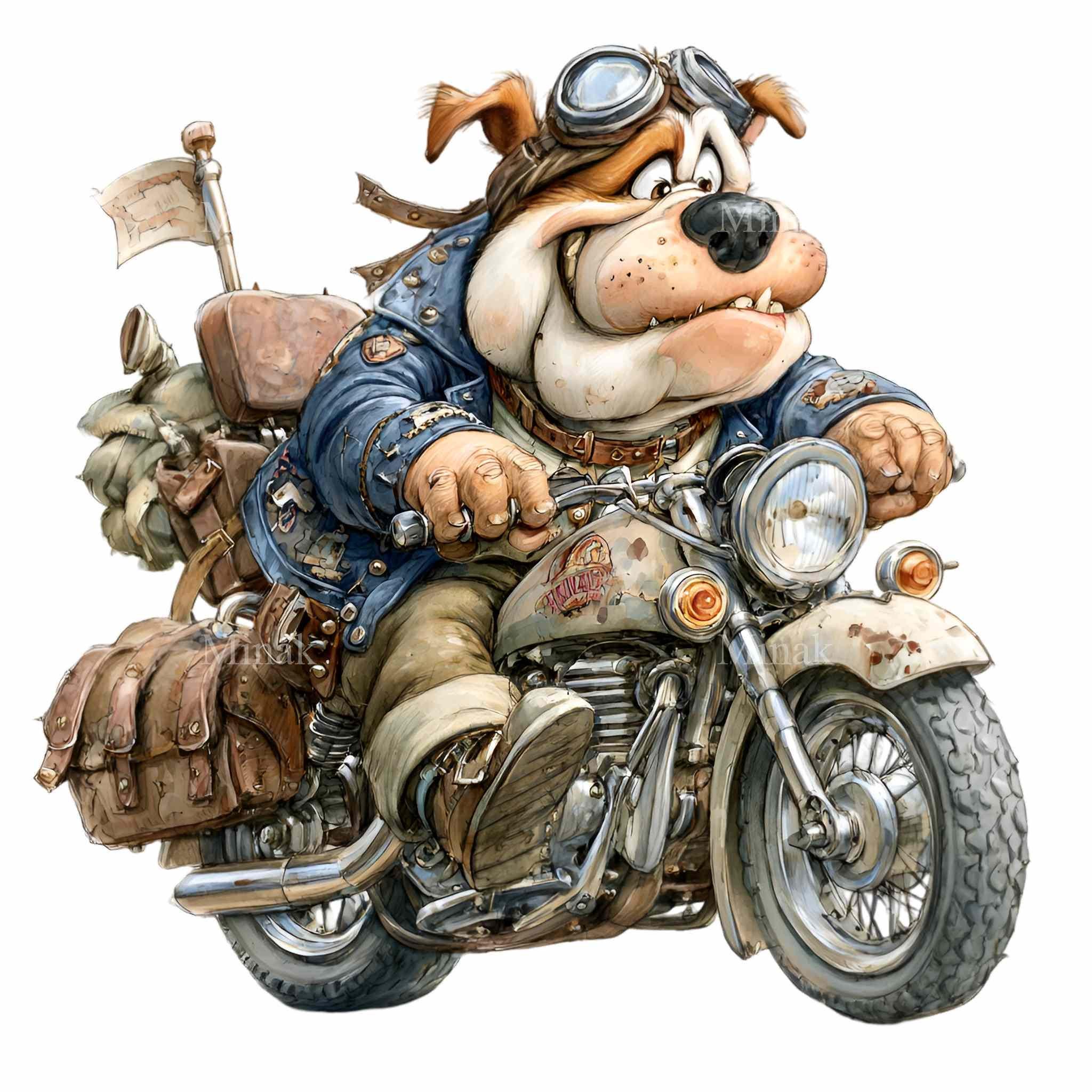 12 PNG Motorcycle Bulldog Clipart - Biker Dog PNG Digital Download for ...