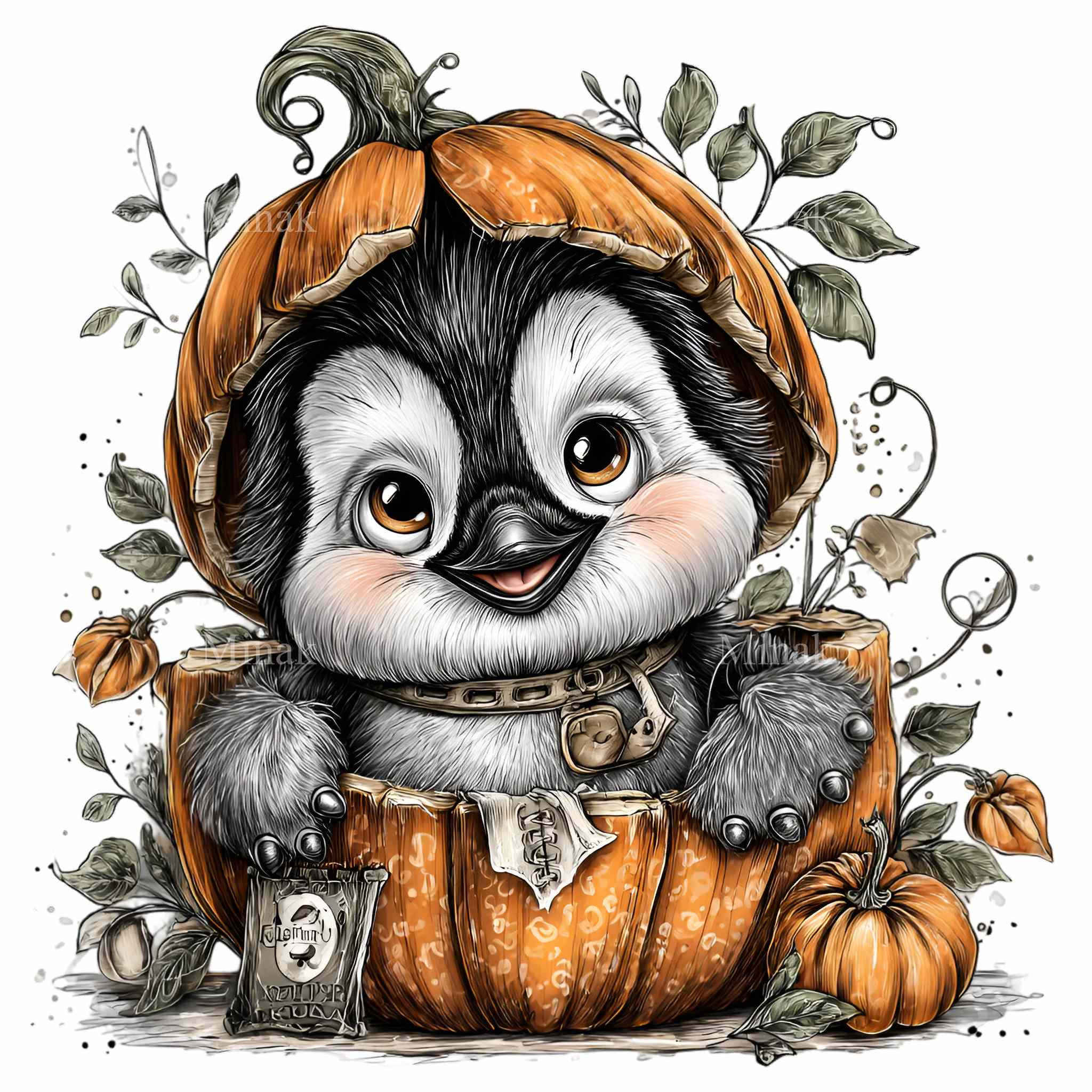 14 PNG Penguin Pumpkin Clipart, Fall Bird Autumn Animal Halloween - Etsy
