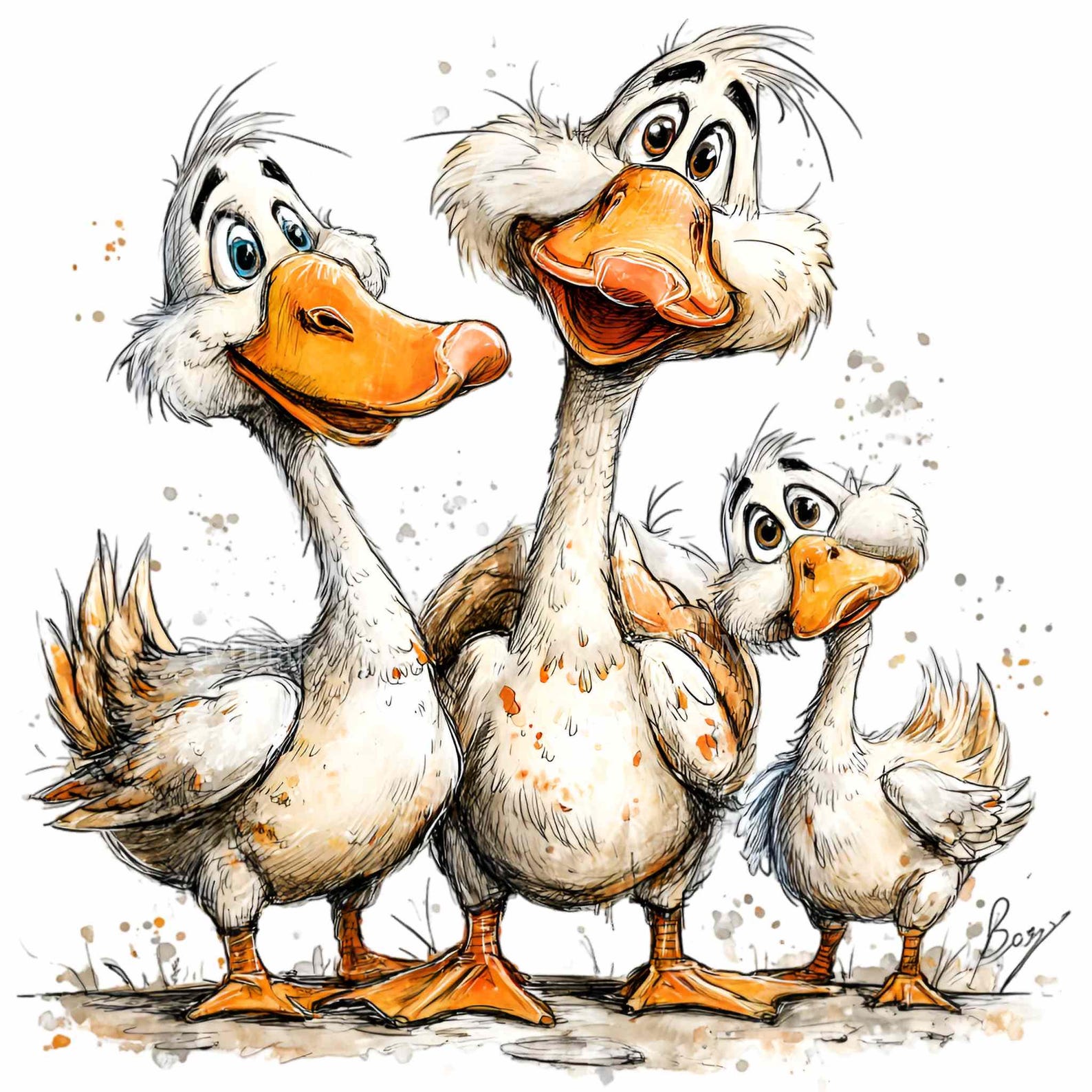 15 PNG Farm Animals – Duck Family PNG – Cute Cartoon Clipart for Baby ...