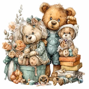 15 PNG Birthday Bear Clipart – Cute Animal PNG – Balloon Bear Design ...