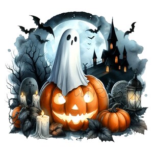 15 Spooky Halloween Ghost PNG Clipart, Haunted Night With Jack-o ...