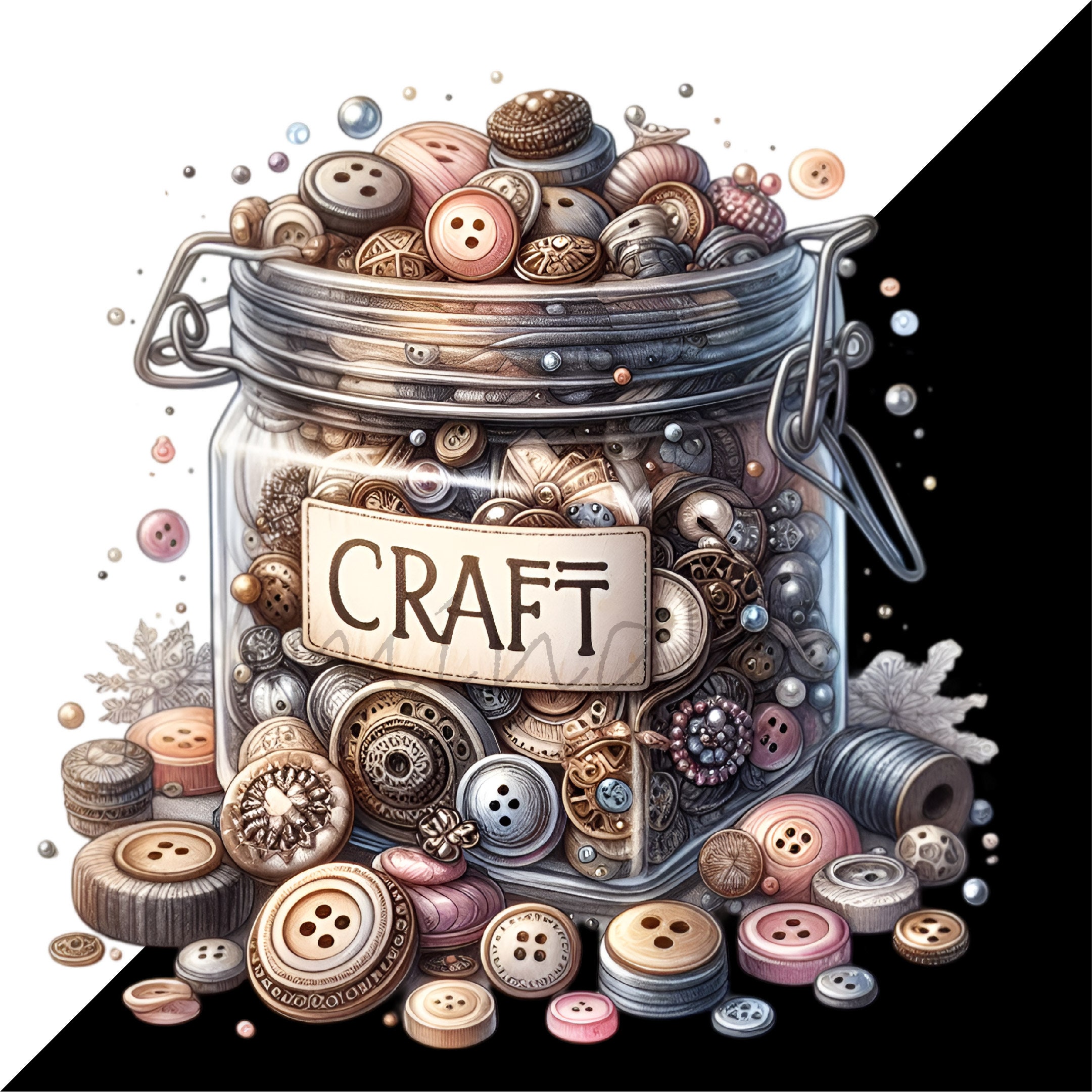 14 Craft Jar PNG Clipart With Colorful Buttons, Pearls, Thread, and ...