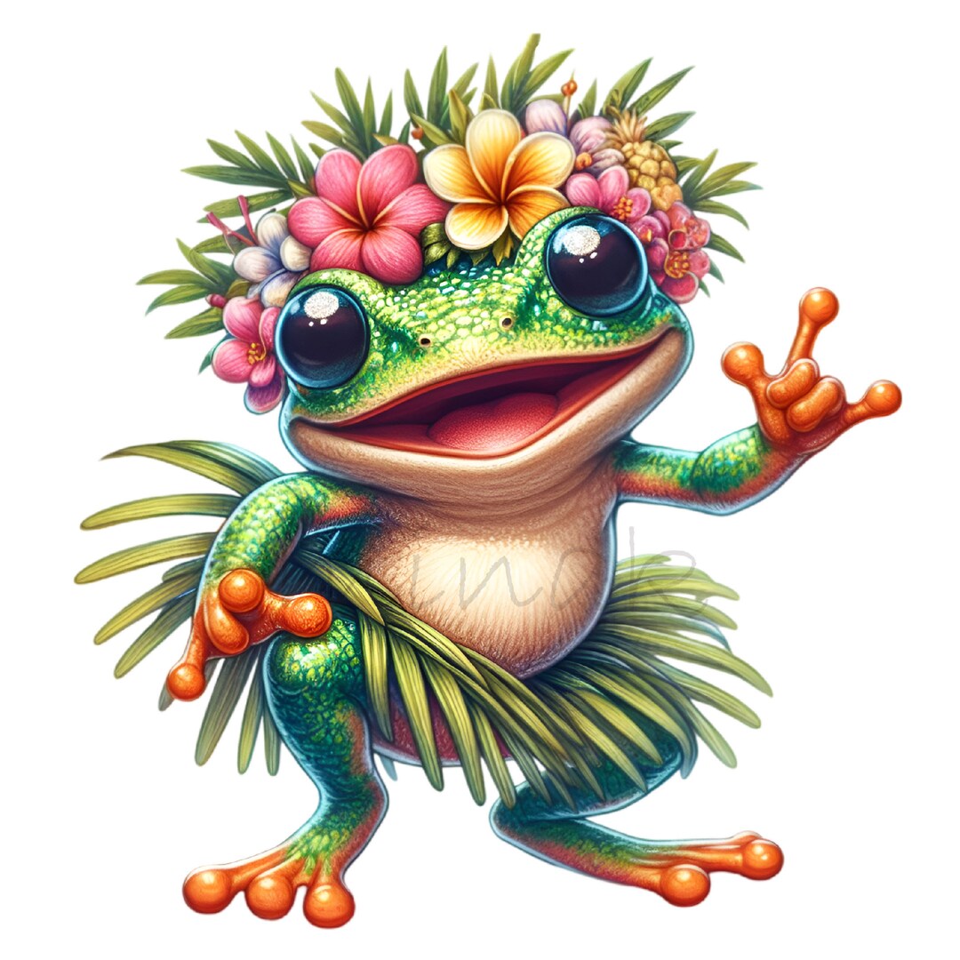 14 PNG Tropical Hula Frog Party Clipart, Exotic Toad Digital - Etsy