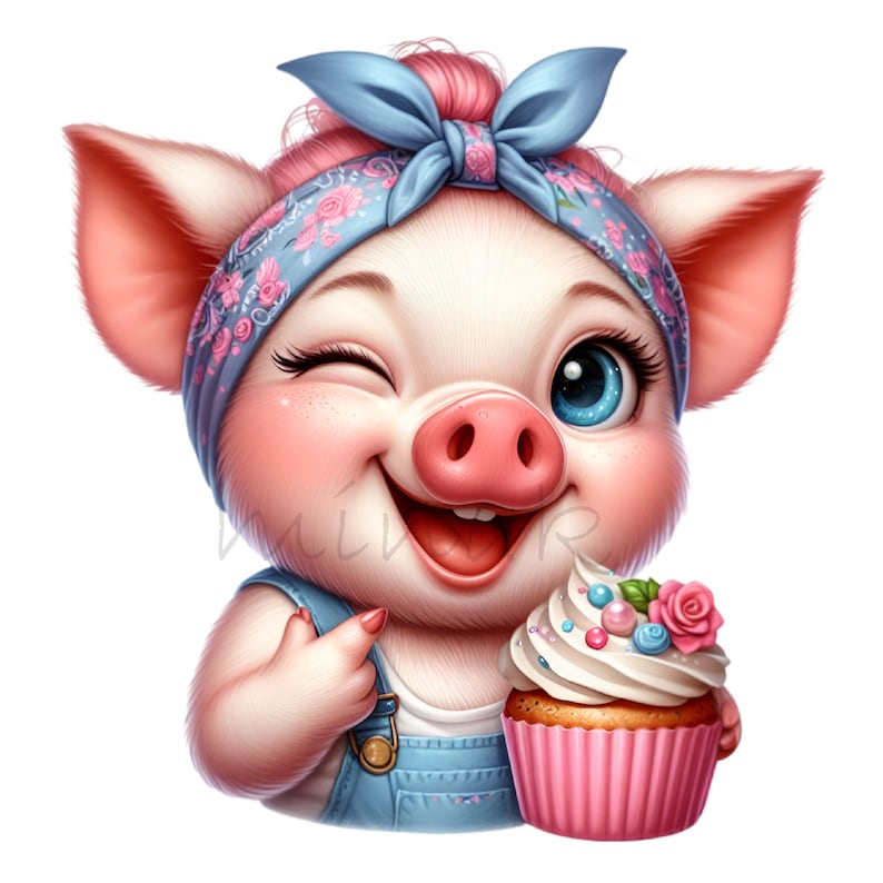 10 PNG Cupcake Pig Clipart – Cute Piglet Sweet – Digital Download for ...