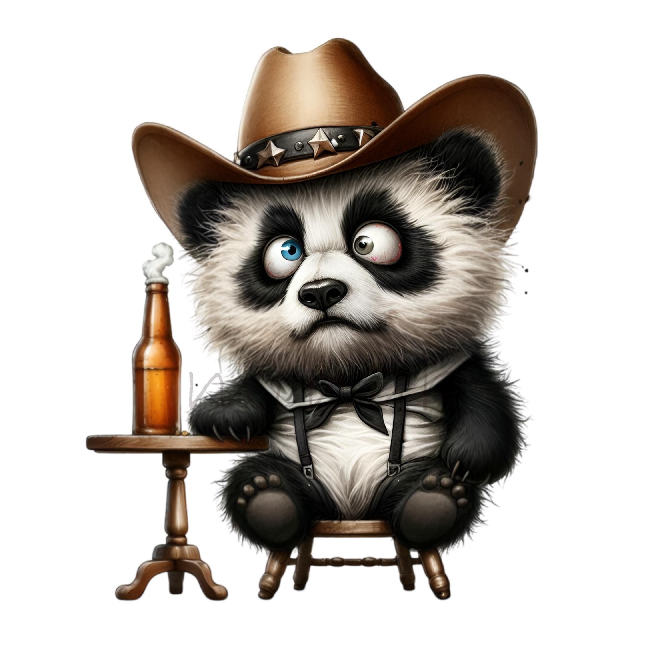 12 PNG Funny Panda Cowboy, Beer Mug Sublimation, Western Skull Hat ...