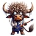 10 Rockstar Highland Cow Clipart PNG | Cute Cow With Guitar and Leather ...