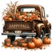 Rustic Brown Truck Fall Harvest Clipart 12 Pumpkins and Corn Autumn ...