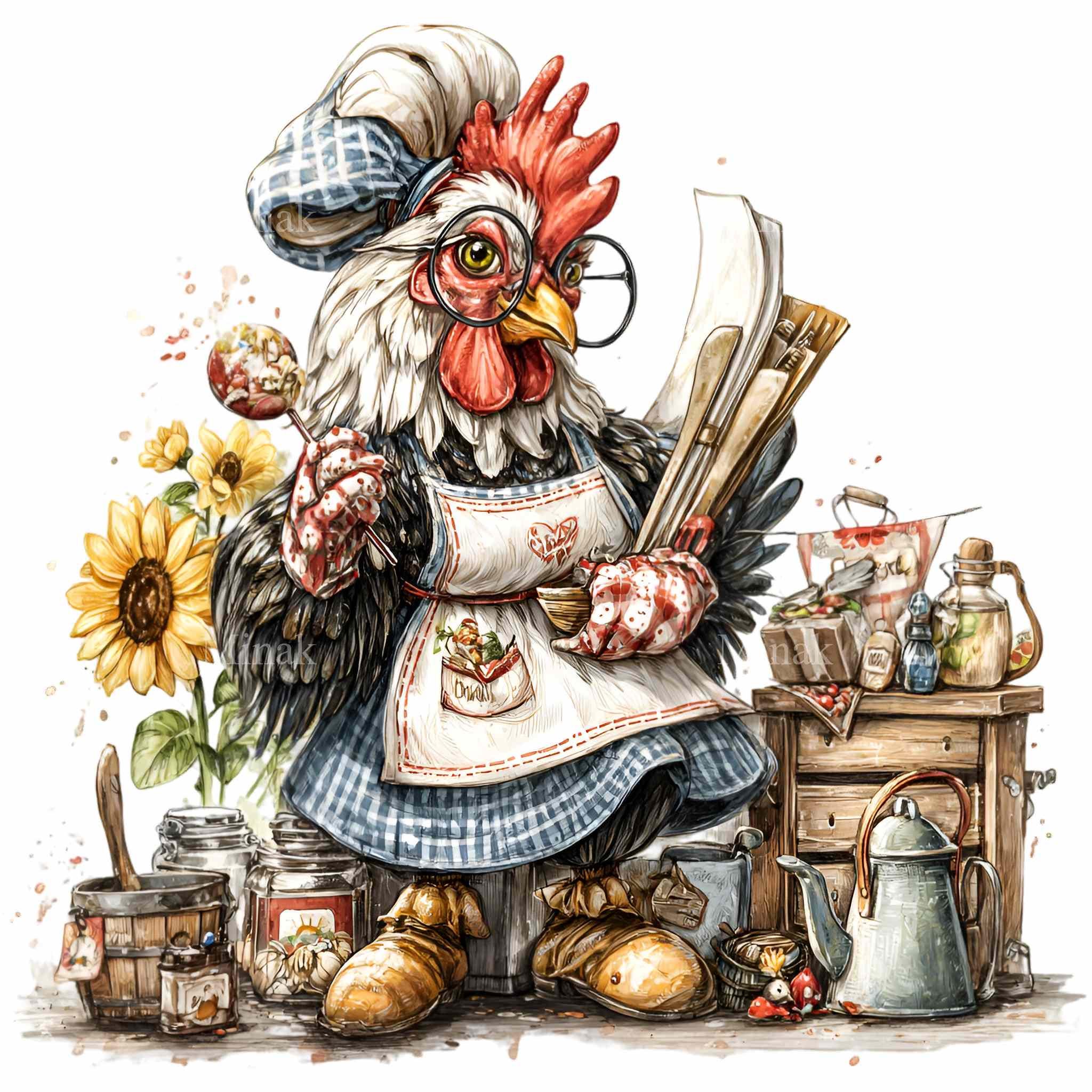 10 PNG Kitchen Animal – Cooking Chicken PNG – Funny Farmhouse Clipart ...
