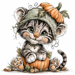 10 PNG Pumpkin Kitten – Fall Cat PNG – Cute Autumn Clipart for Kids ...