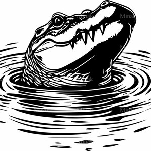 4 SVG Alligator SVG Cut File - Fierce Gator Head Emerging From Water ...